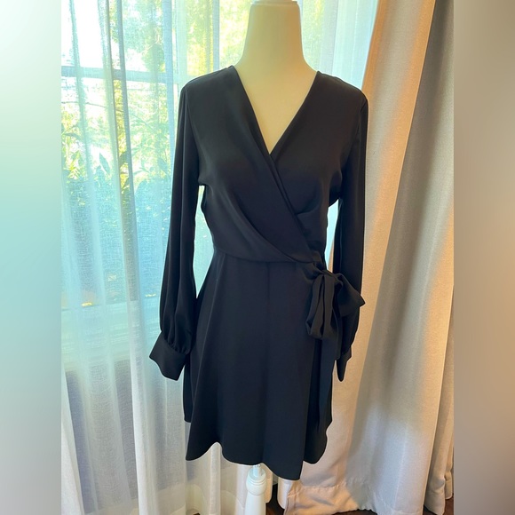 Topshop | Dresses | Topshop Little Black Dress Open Back Wrapdress ...